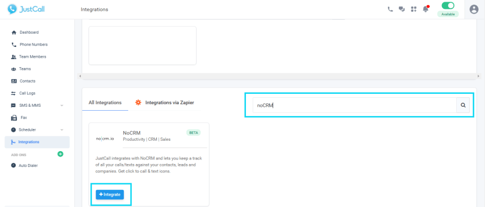 How to use JustCall noCRM Integration · noCRM.io